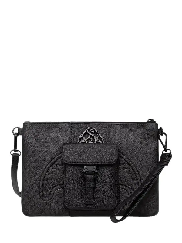 SPRAYGROUND Check Pattern Shark-mouth Clutch Bag - Black