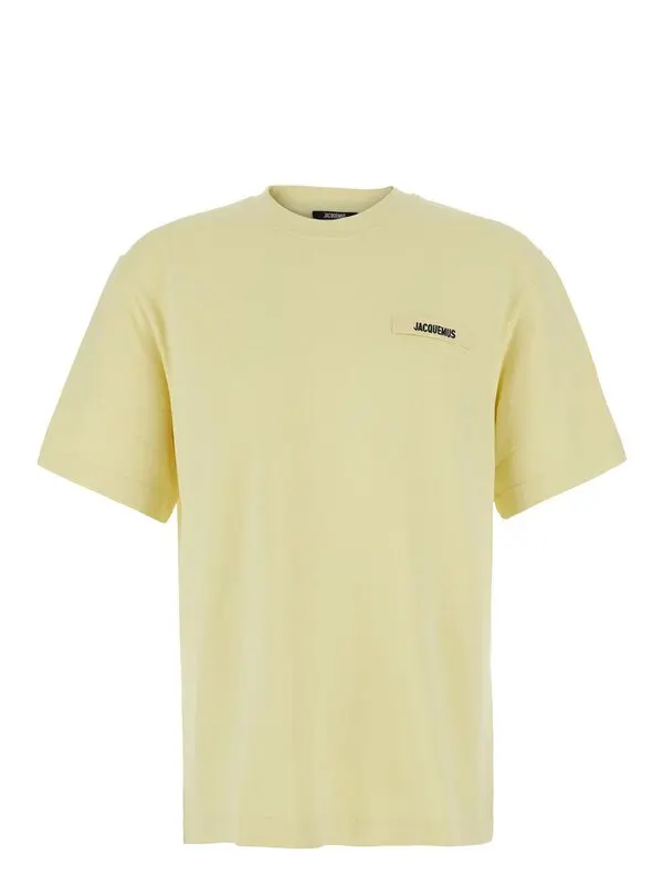 Jacquemus Le T-shirt Gros Grain' Yellow Crew Neck T-shirt With Logo Patch On The Front In Cotton For - Multicolor