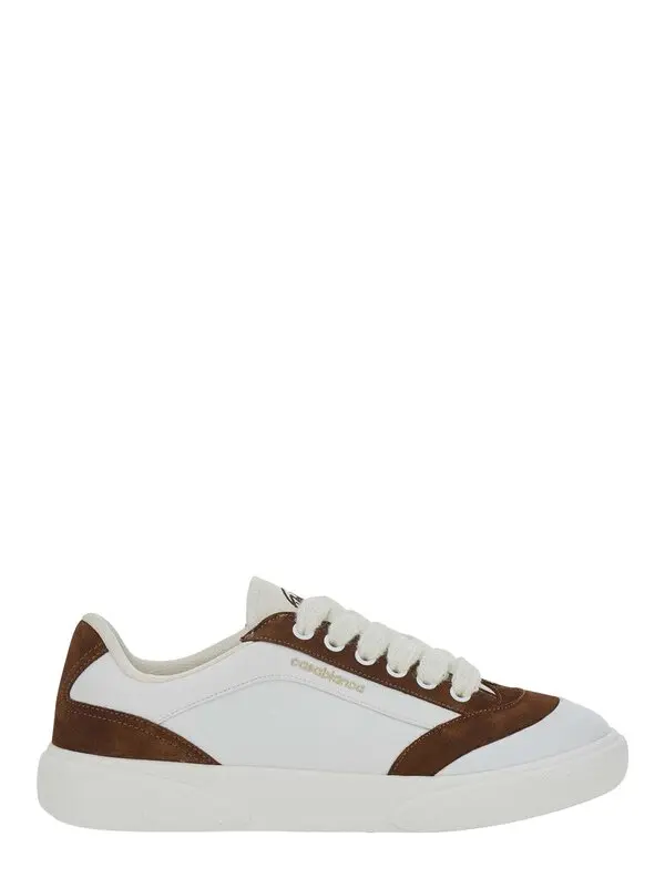 Casablanca Leather And Tech Fabric Sneakers With Embossed Logo - Multicolor