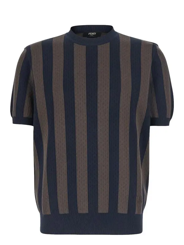 Fendi Crew Neck T-shirt With Striped Motif - Multicolor