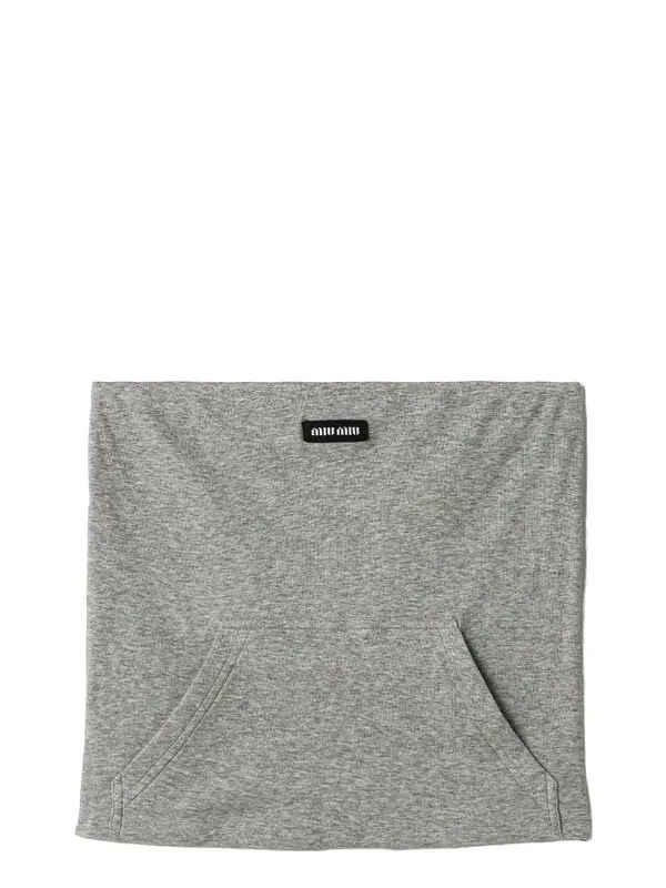 Miu Miu Ribbed Jersey Top With Pouch Pocket - Grey