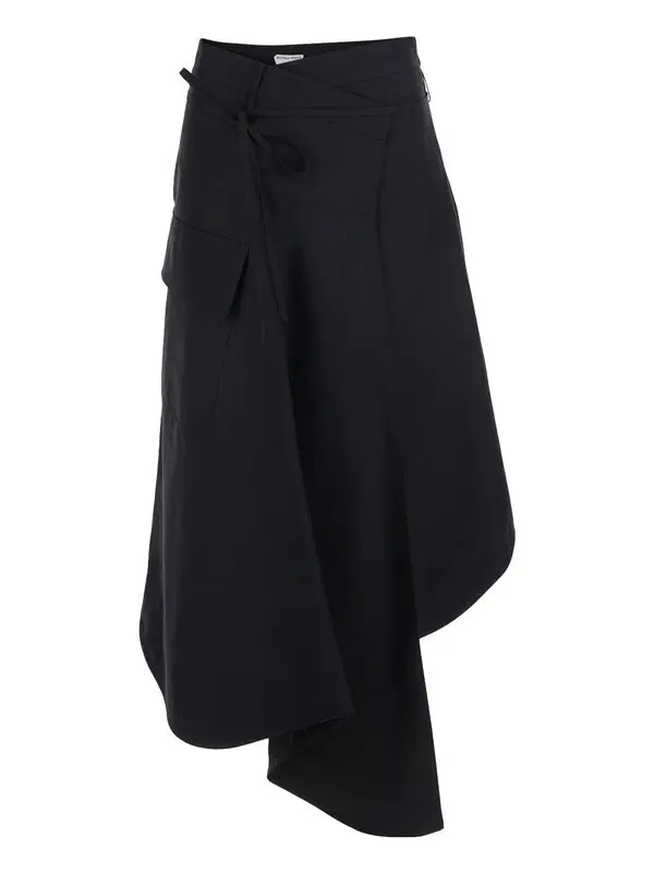 Bottega Veneta Asymmetrical Cotton Skirt With Drawstring - Multicolor