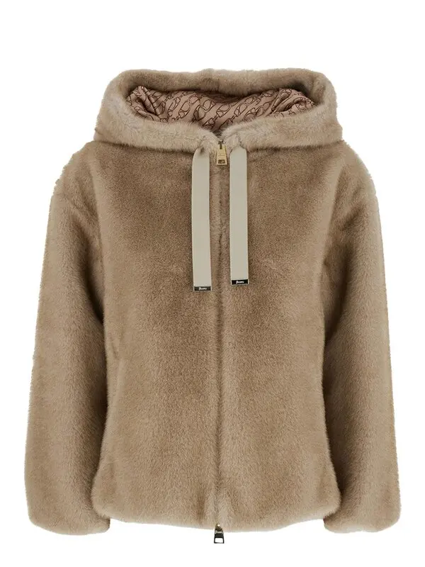 Herno Hooded Jacket With Drawstring In Eco-leather - Multicolor