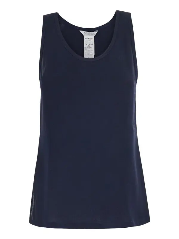 Max Mara Sleeveless Silk Top With Embroidered Logo - Multicolor