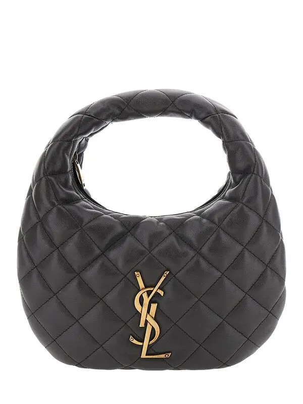 Saint Laurent Quilted Leather Handbag With Cassandre Plate - Gray