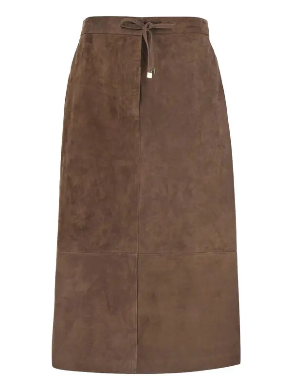 Max Mara Gazza Suede Midi Skirt - Multicolor
