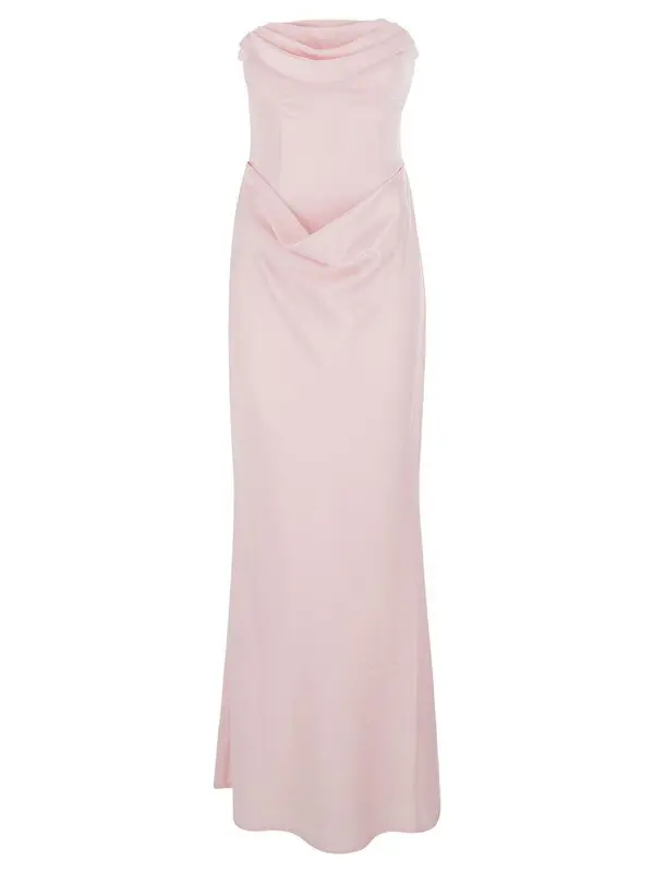 ROTATE BY BIRGER CHRISTENSEN Sleeveless Tech Fabric Draped Dress - Multicolor