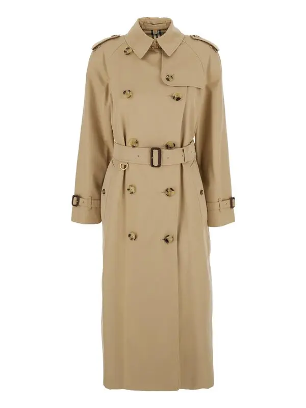Burberry Double-breasted Trench Coat With Belt - Multicolor