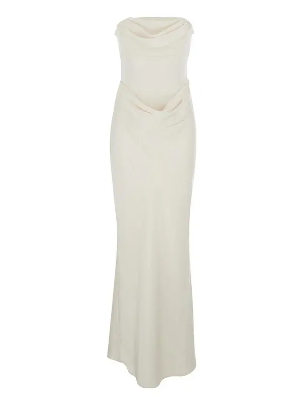 ROTATE BY BIRGER CHRISTENSEN Long Sleeveless Draped Tech Fabric Dress - Multicolor