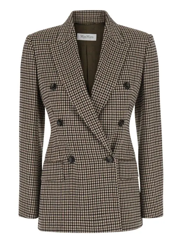 Max Mara Wool Blend Houndstooth Double-breasted Jacket - Multicolor