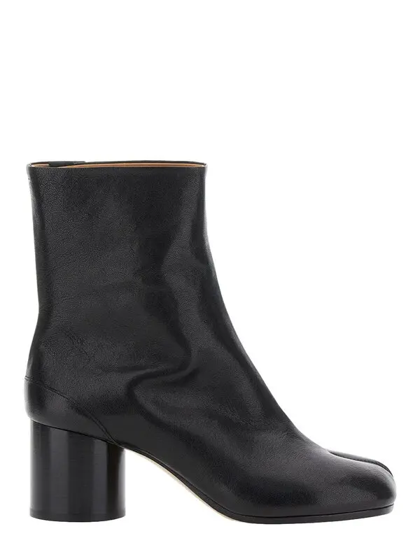 MAISON MARGIELA Black Leather Tabi Toe High Heel Boots - Multicolor
