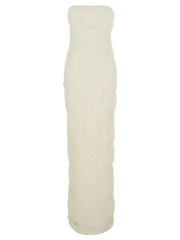 ROTATE BY BIRGER CHRISTENSEN Long Sleeveless Off-shoulder Dress With Floral Embroidery - Multicolor