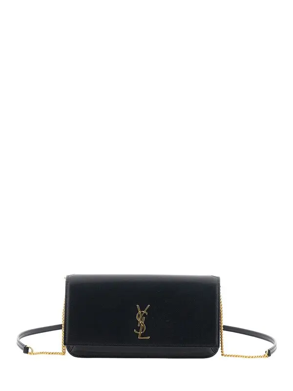 Saint Laurent Louise Crossbody Bag With Triomphe Plaque In Black Leather - Multicolor
