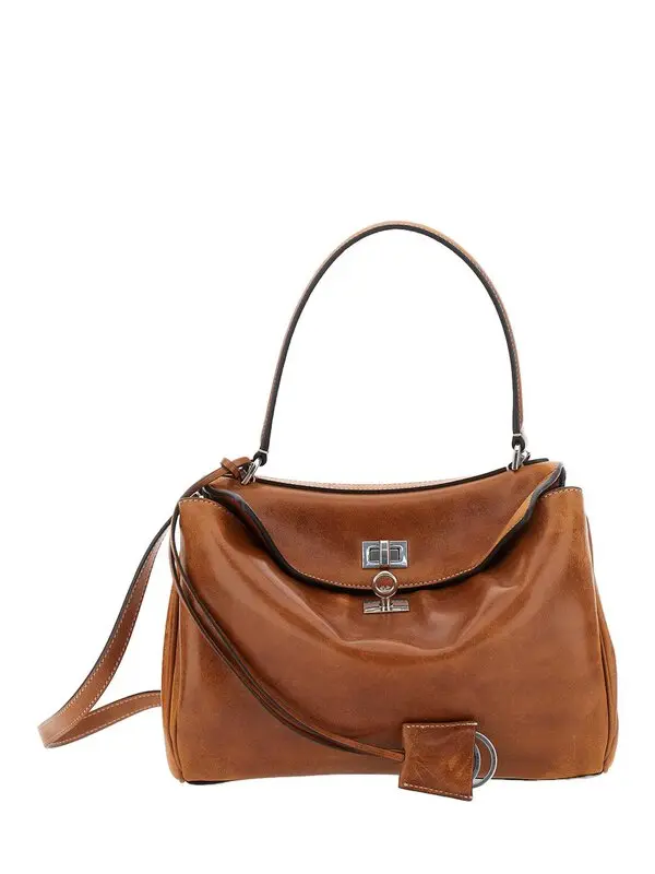 Balenciaga Rodeo Leather Handbag With Adjustable Shoulder Strap - Brown