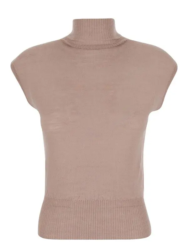 Rick Owens Wool Turtleneck Top With Short Sleeves - Multicolor