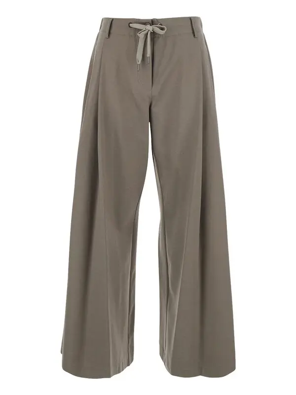 Brunello Cucinelli Wide Leg Drawstring Trousers - Multicolor