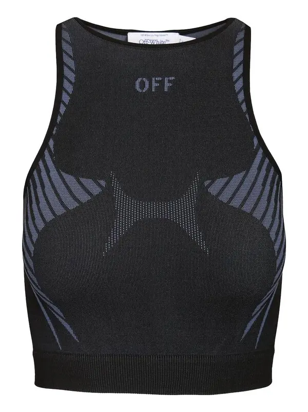 Off-White Sleeveless Racing Top - Black