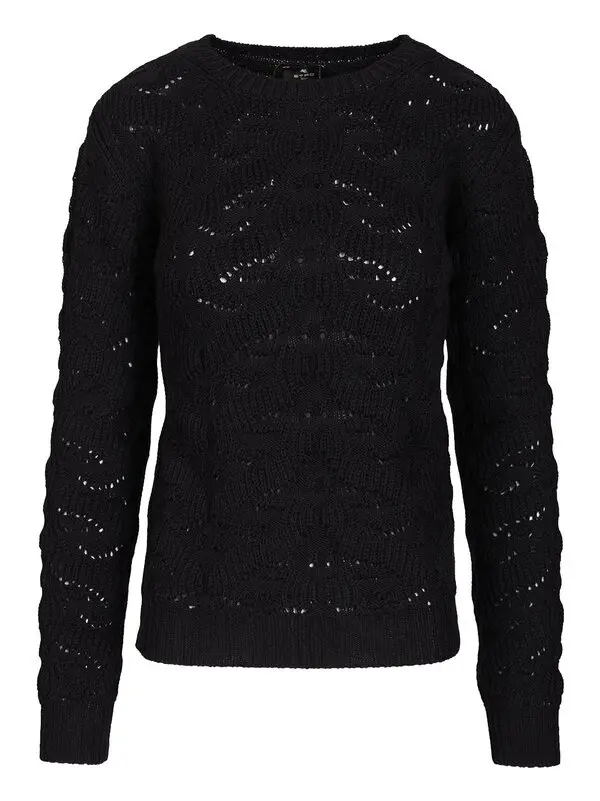 Etro Paisley Patterned Crew Neck Long Sleeve Sweater - Blue