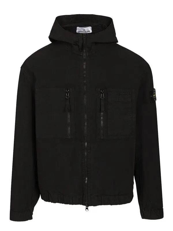 Stone Island Organic Cotton Ripstop Hooded Overshirt - Black