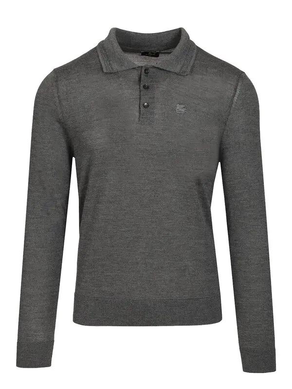 Etro Wool And Silk Polo Shirt - Gray