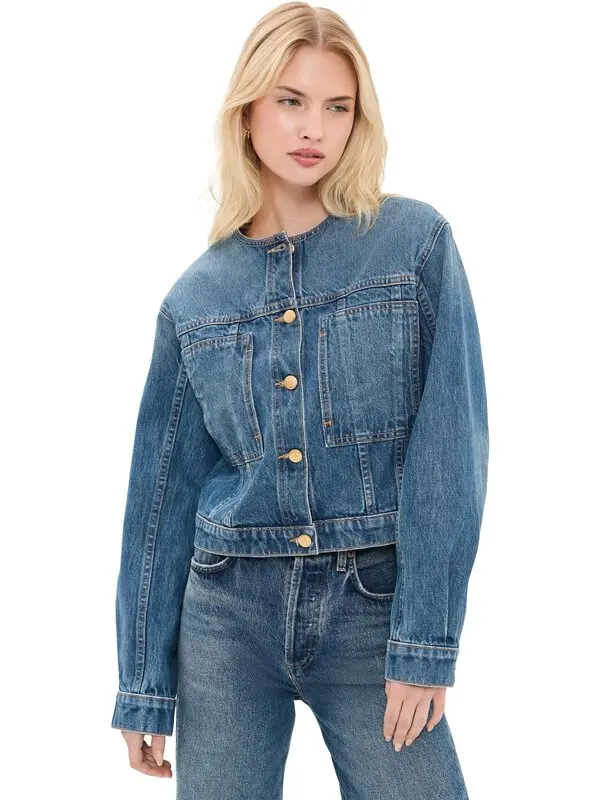 Ulla Johnson Briar Collarless Denim Jacket - Danube