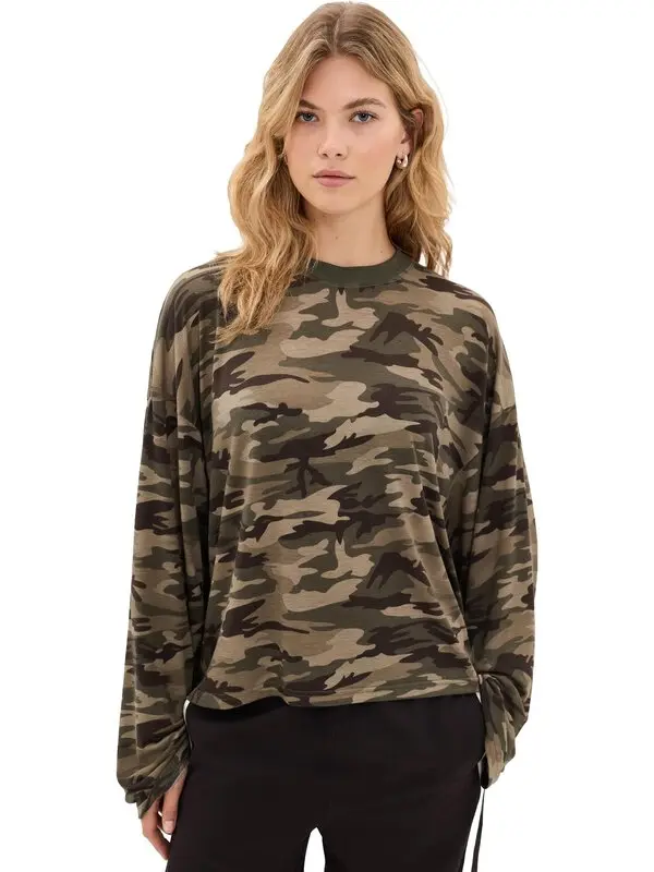 Lioness Bloom Tee Camouflage Print Long Sleeve Top - Camo