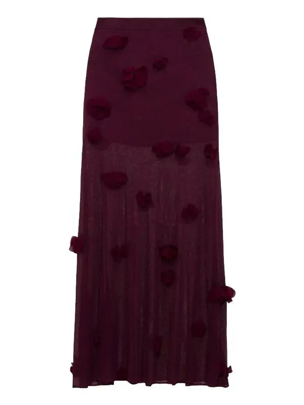 Simkhai Cora Floral Appliqué Midi Skirt - Fig