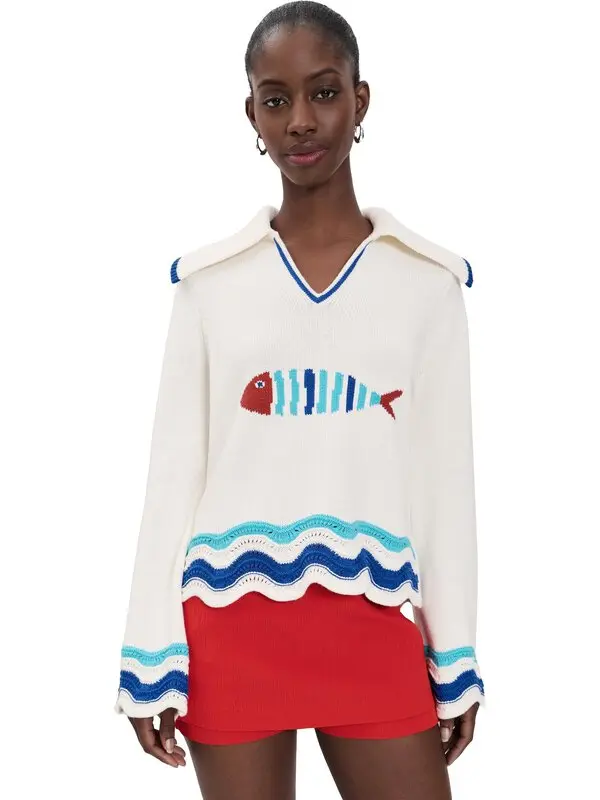 Solid & Striped Jack Fish Motif Sweater - Brule