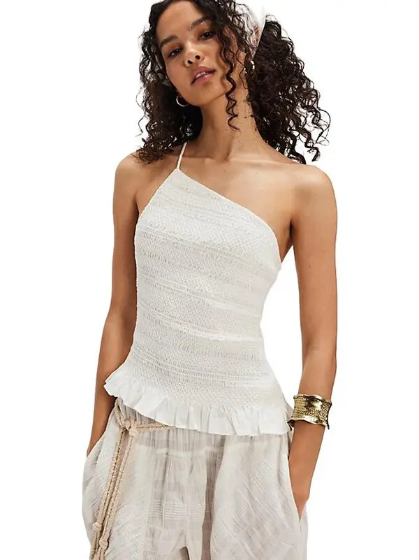 Free People Adeline Smocked One-shoulder Top - Ivory