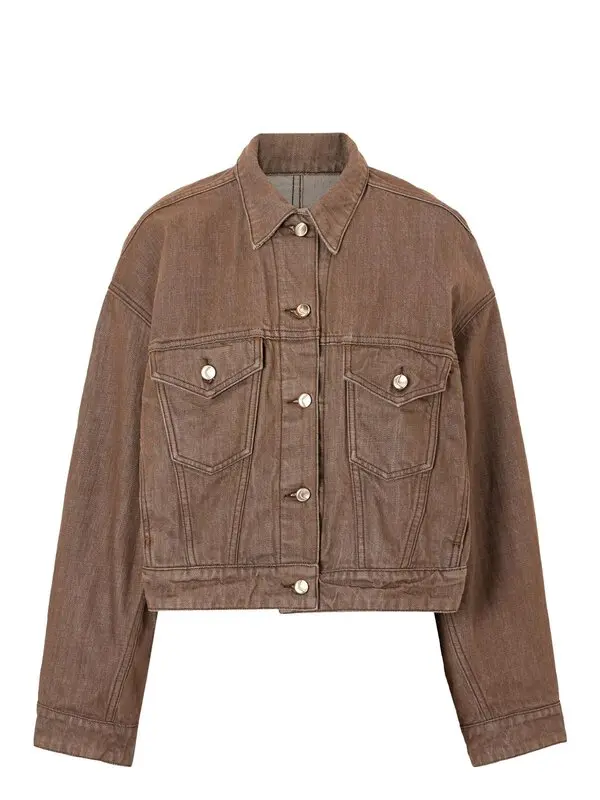 Ossou Sway" Cropped Denim Jacket - Brown