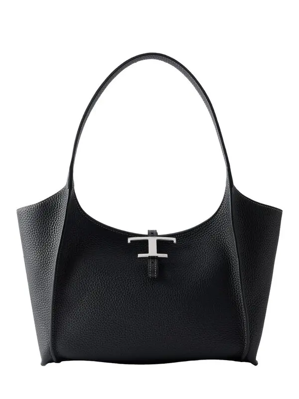 TOD'S T Timeless Small Leather Shoulder Bag - Black