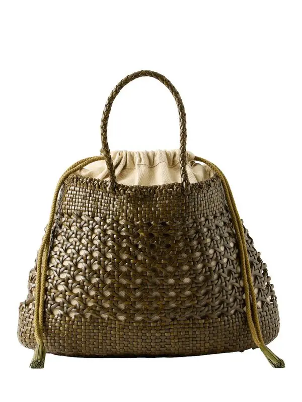 Dragon Diffusion Santa Cano Woven Leather Tote - Green