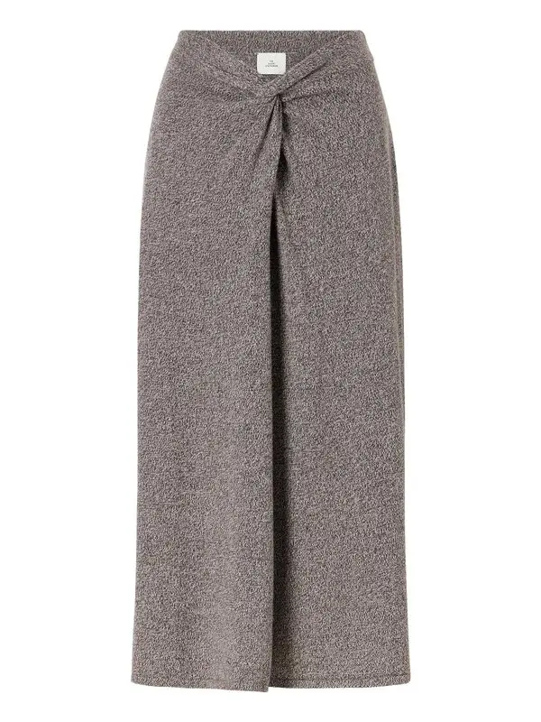 THE ELDER STATESMAN Knotted Marl Knitted Cashmere Midi Skirt - Brown