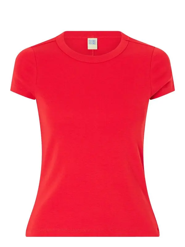 FLORE FLORE Ribbed Organic Cotton-jersey T-shirt - Red