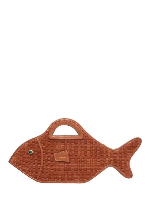 Staud Cleo Logo-debossed Woven Suede Tote - Brown
