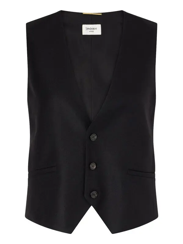 Saint Laurent Cashmere-twill Gilet - Black