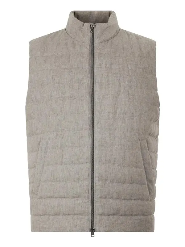 Herno Linen Down Gilet - Gray
