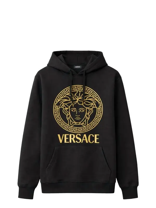 Versace Gold Medusa Logo Hoodie - Black