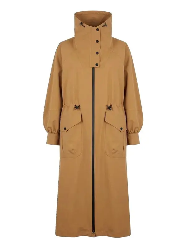 Herno Long Funnel Neck Trench Coat - Brown