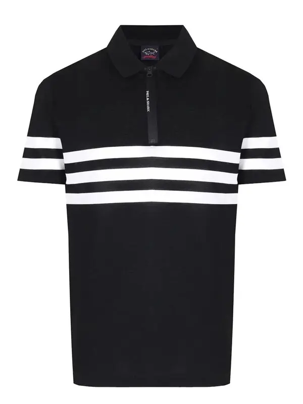 Paul & Shark Cotton Polo With Logo Detail - Black