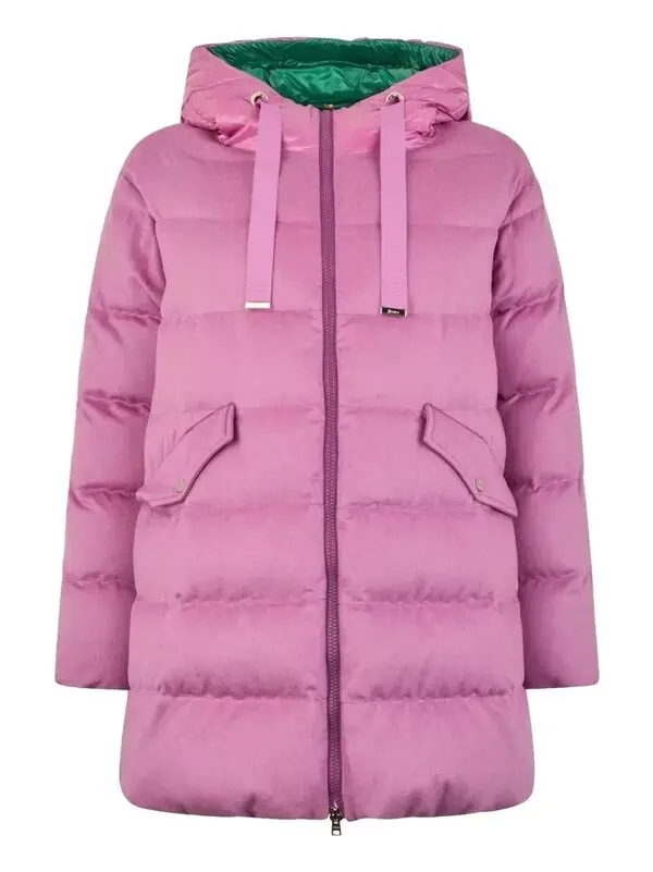 Herno Cashmere Blend Down Jacket With Drawstring Hood - Pink