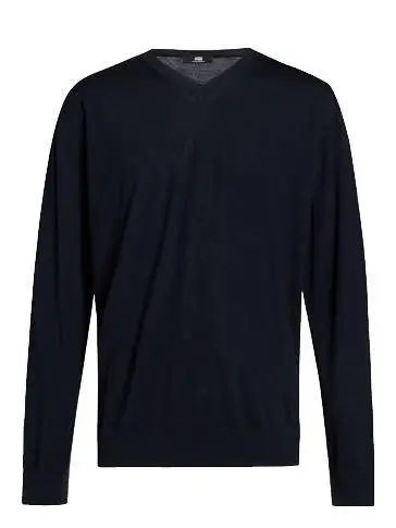 Alpha Studio Midnight Merino Wool V-neck Sweater - Blue