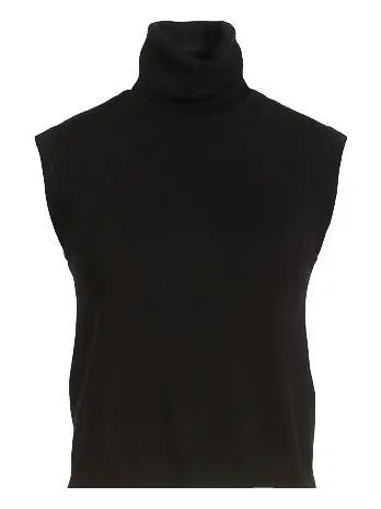 ANNA MOLINARI Merino Wool Turtleneck Sleeveless Knit - Black