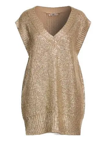 CARLA G. Sleeveless V-neck Sweater With Metallic Finish - Gold