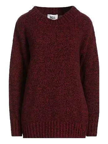 Alpha Studio Merino Wool Mélange Crewneck Sweater - Red