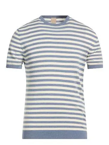 H953 Striped Cotton Sweater - Blue