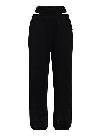 DISCLAIMER Cotton Track Pants With Stud Embellishments - Black