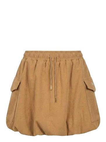 DISCLAIMER Polyester Mini Skirt With Crystals And Drawstring - Beige