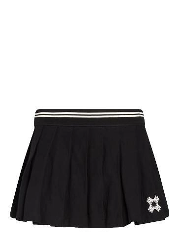 Amiri Pleated Cotton Mini Skirt With Embroidered Logo - Black