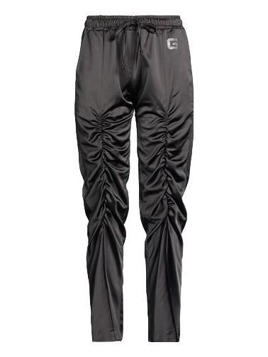 GAELLE PARIS Satin Tapered Pants With Crystal Appliqués - Black